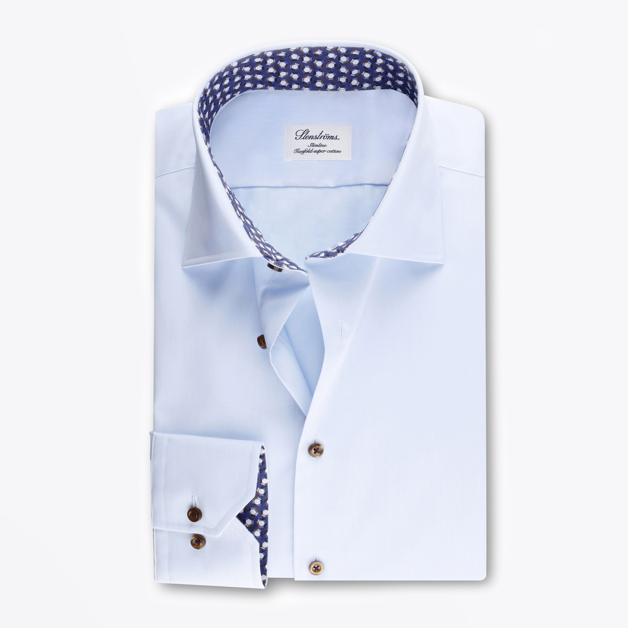 Stenstroms - - Slimline Contrast Inlay Shirt - Light Blue – MR & MRS ...