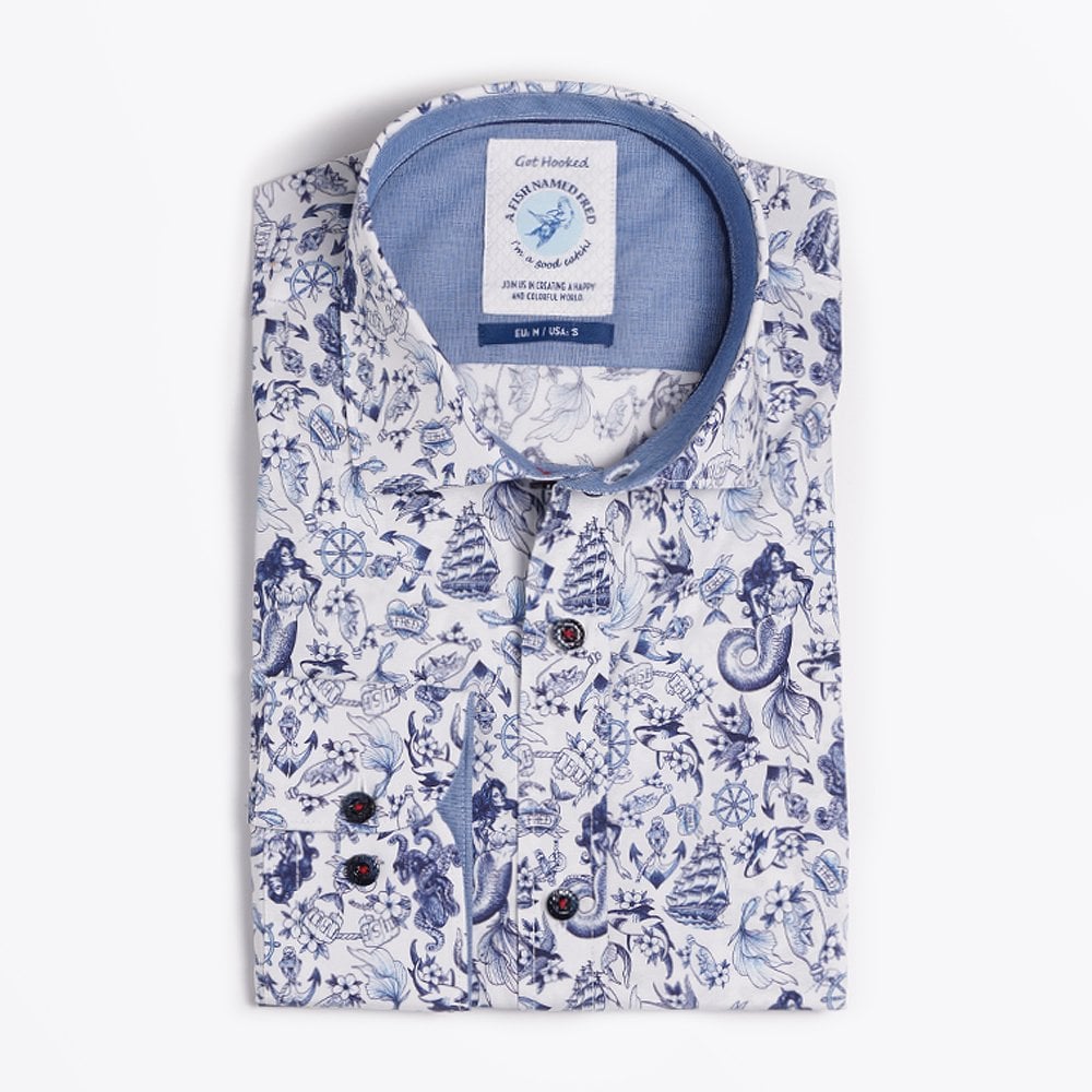 A Fish Named Fred - - Mermaid Print Shirt - Blue/White – MR & MRS ...