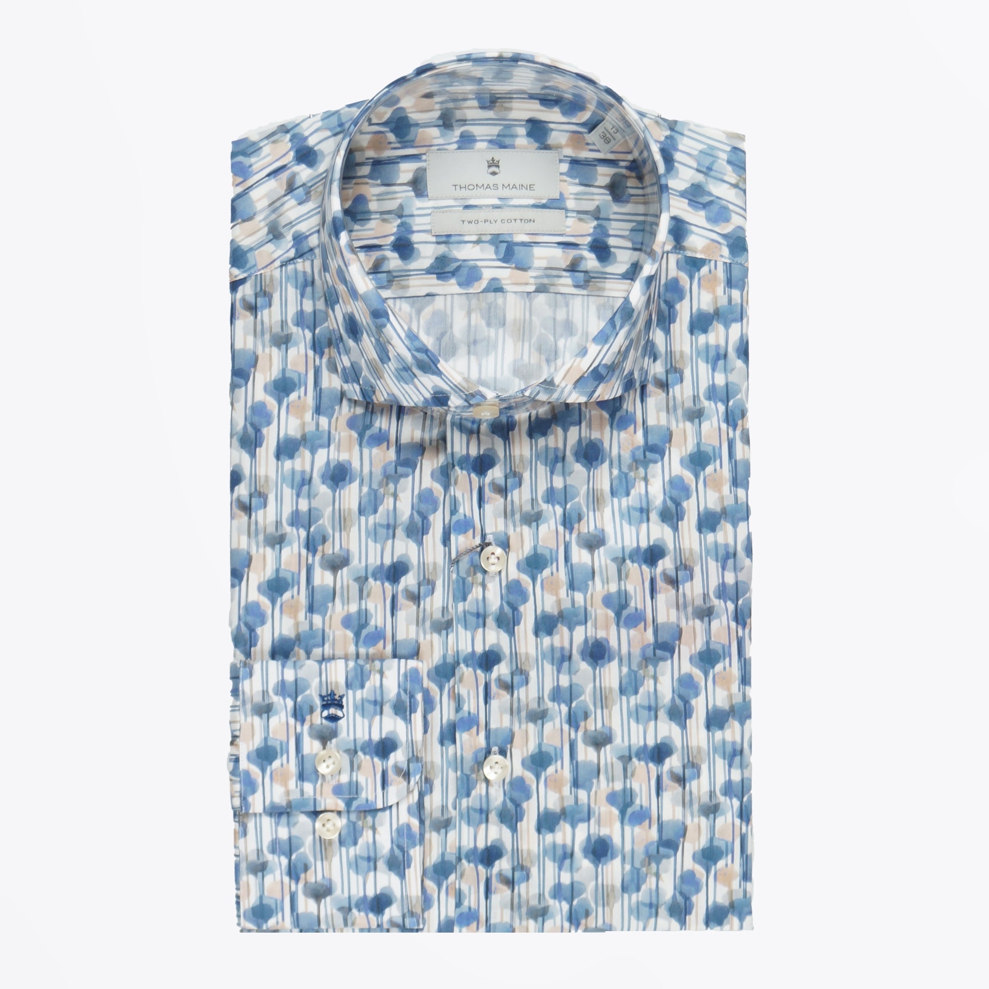 Thomas Maine - - Roma Modern Kent Liberty Print Shirt - Blue/Sand – MR ...
