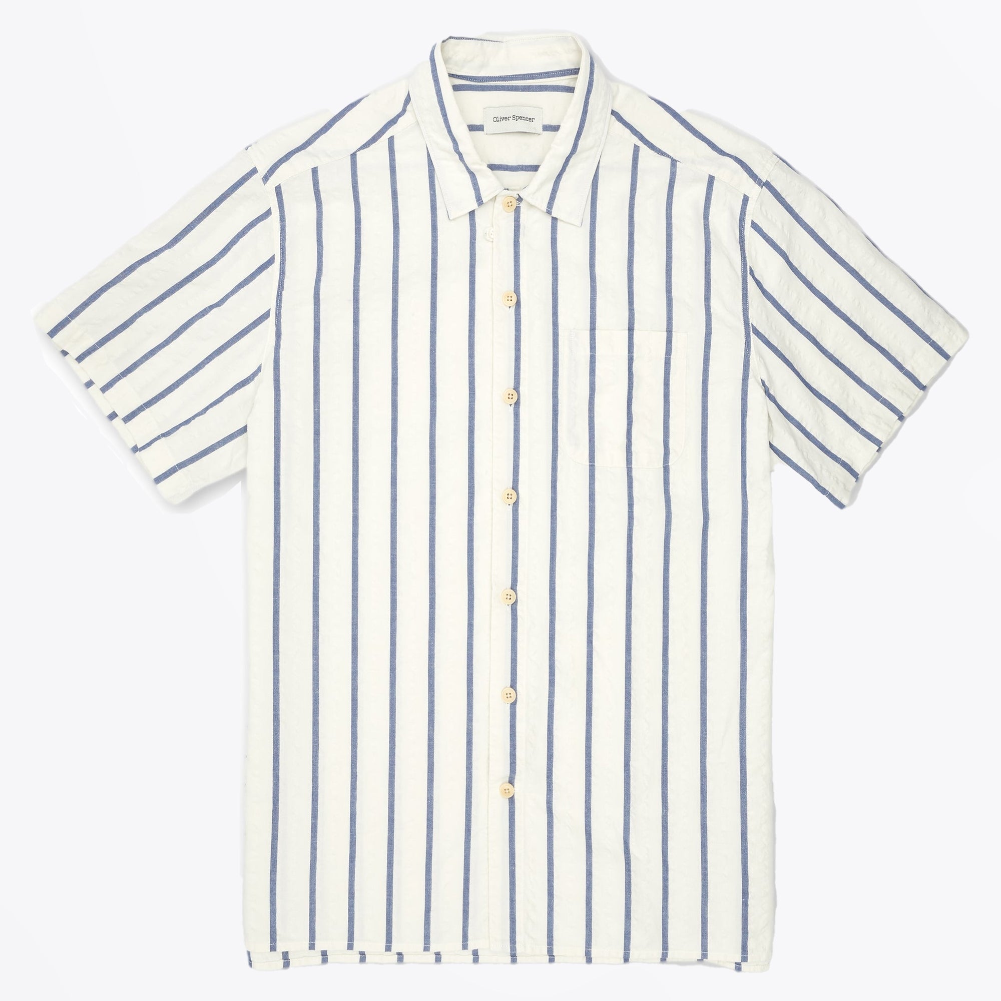 Oliver Spencer - - Riviera Shirt Rickman - White/Blue – MR & MRS STITCH.COM