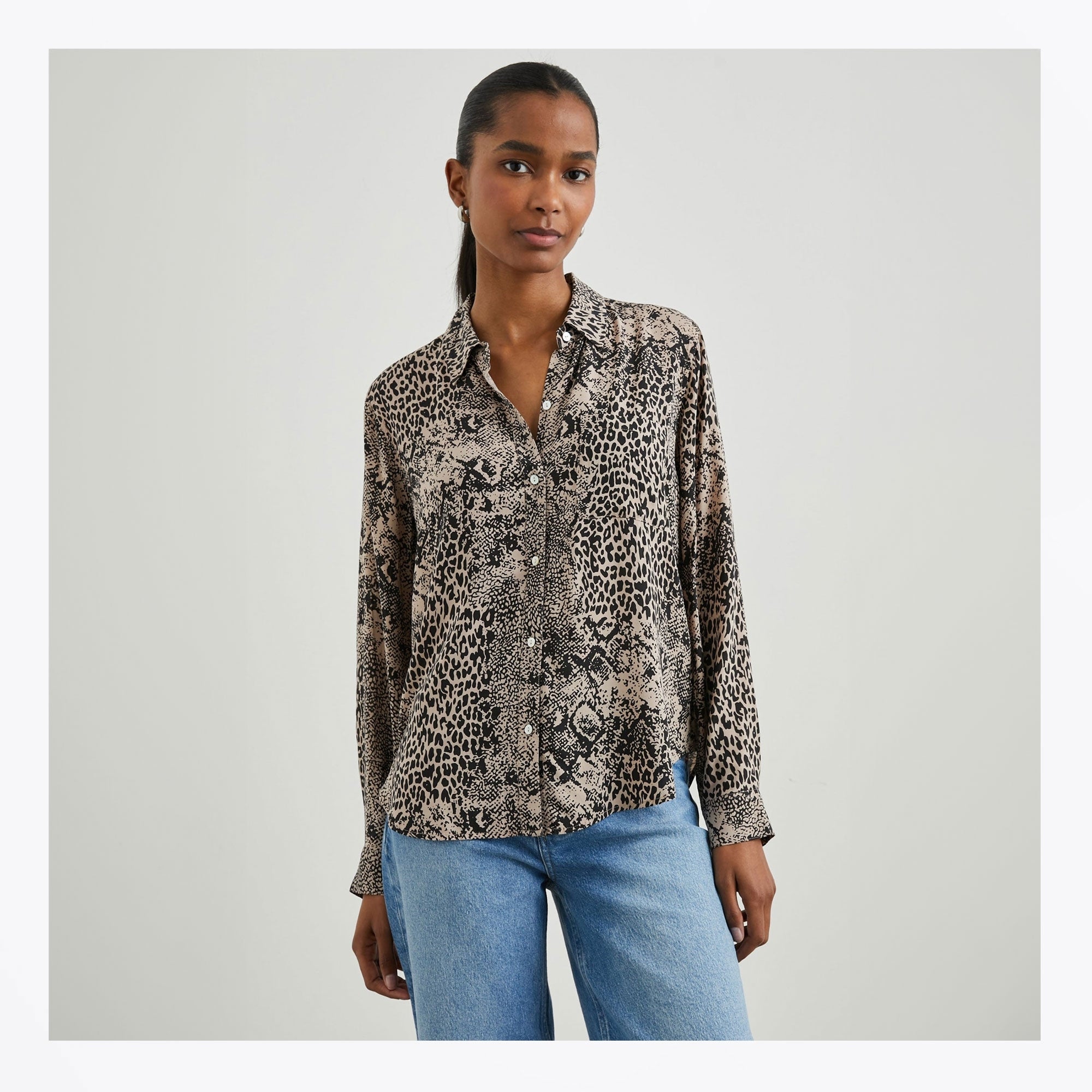Rails - - Josephine Shirt - Taupe Mixed Animal – MR & MRS STITCH.COM