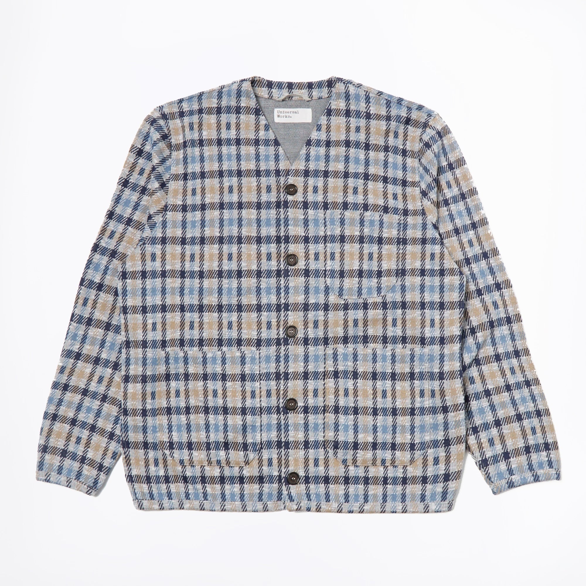 Universal Works - - Cardigan Summer Check - Brown/Blue – MR & MRS ...