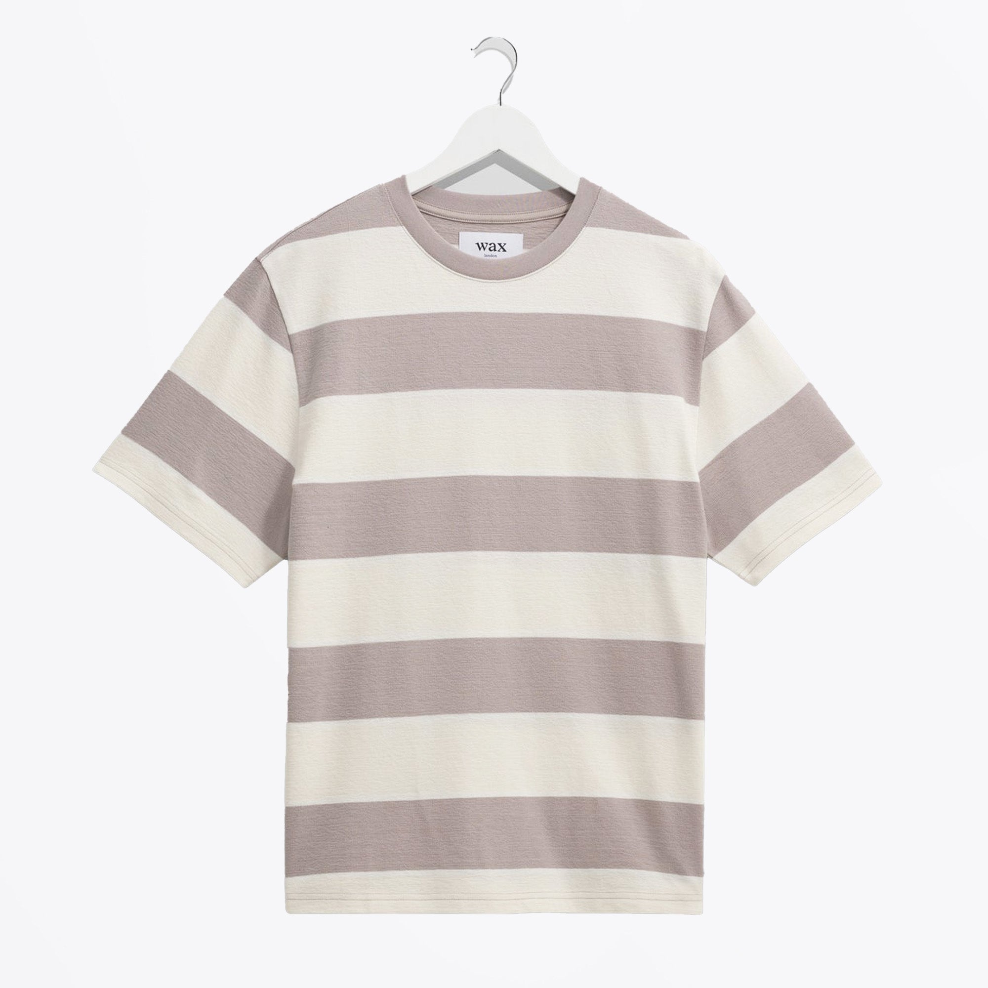 Wax London - - Dean Short Sleeve Block Stripe Tee - Taupe – MR & MRS ...