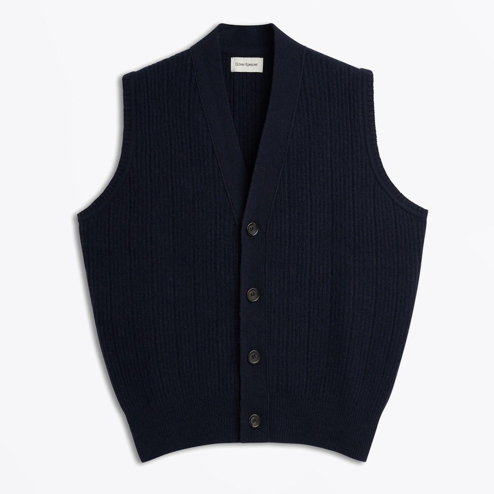 Oliver Spencer - Dewsbury V Neck Overton - Navy – MR & MRS STITCH.COM